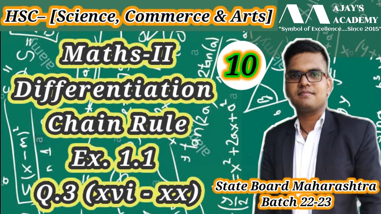 HSC Science | Maths-II | L10 | Chp-01 Differentiation | Chain Rule | Ex ...