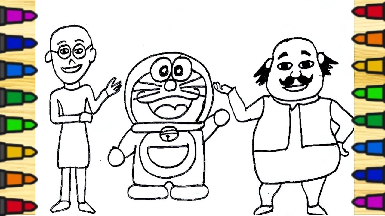 Easy Motu Patlu and doraemon drawing (step by step) how to draw motu ...