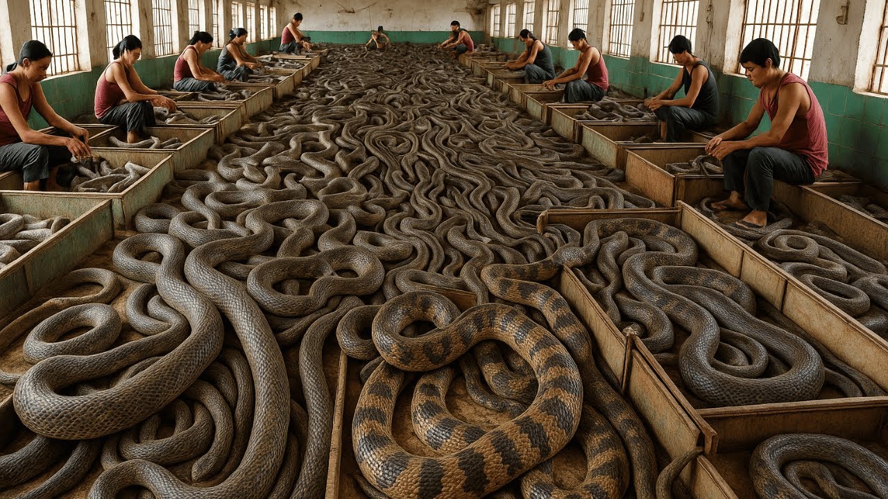 Chinese Farmers Raise And Process Millions Of Snakes This Way - YouTube