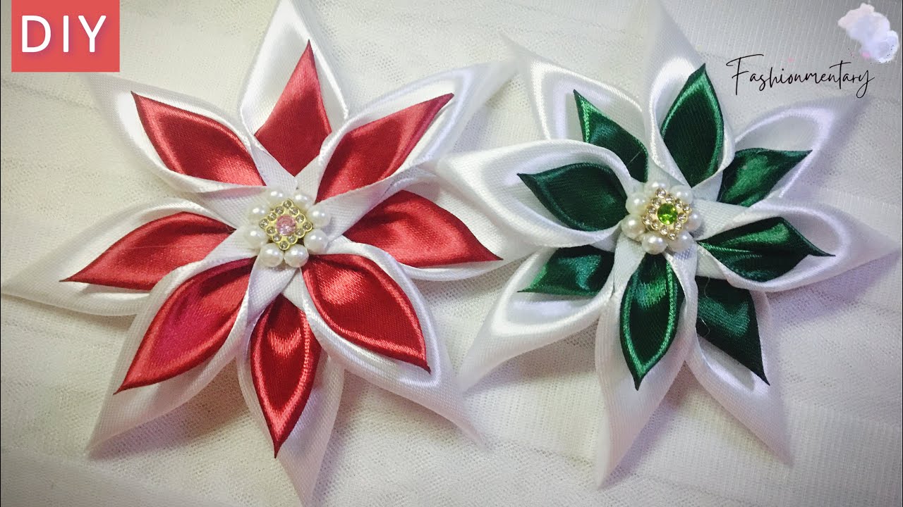 DIY - Easy satin fabric Flower | Tutorial | how to make Satin Rose ...