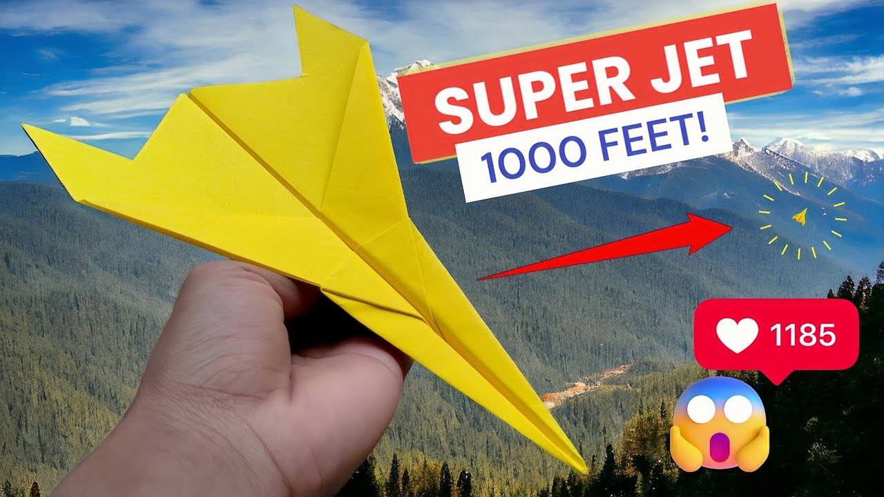 SUPER JET 1000 FEET - How to make a paper airplane - YouTube