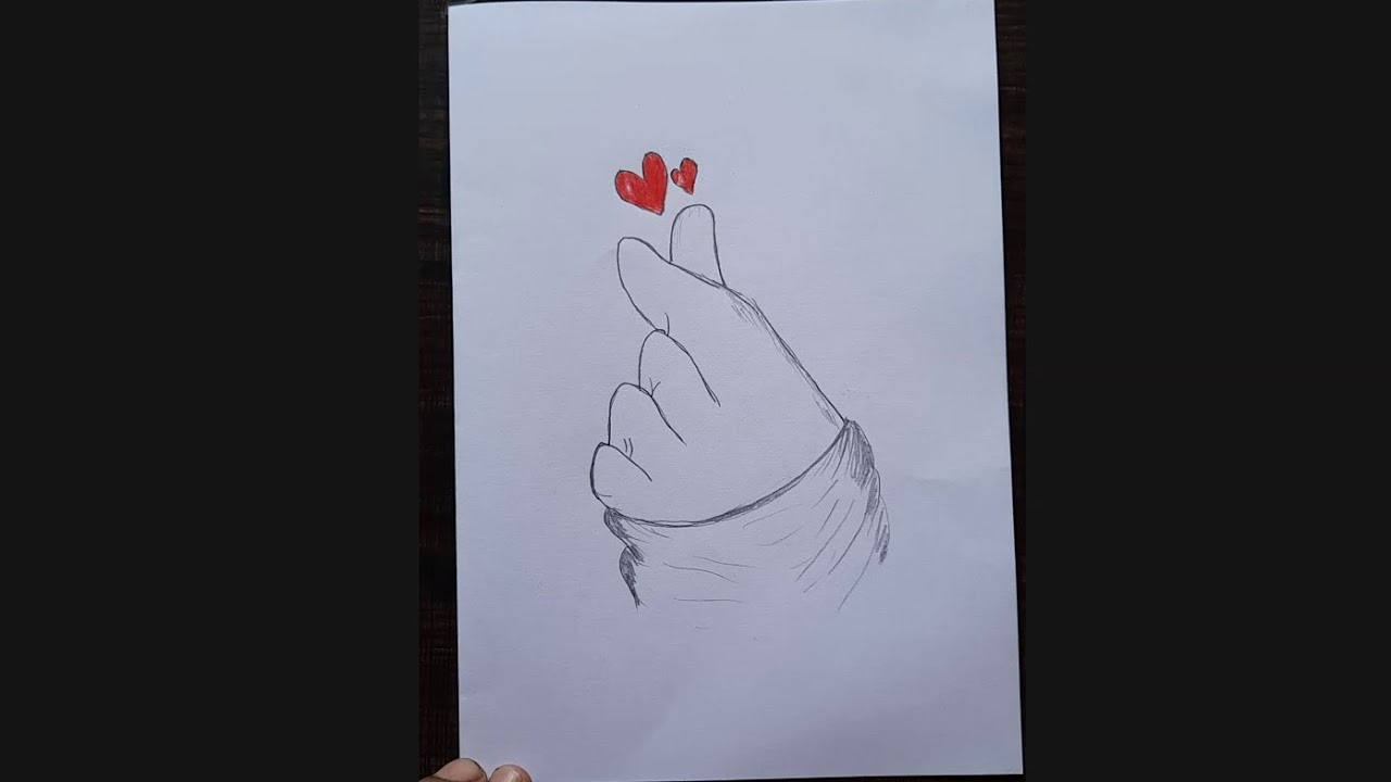 Finger Heart easy pencil drawing... - YouTube