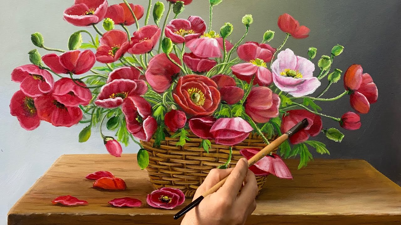 How I paint a picture of vibrant and captivating poppies. /Acrylic ...