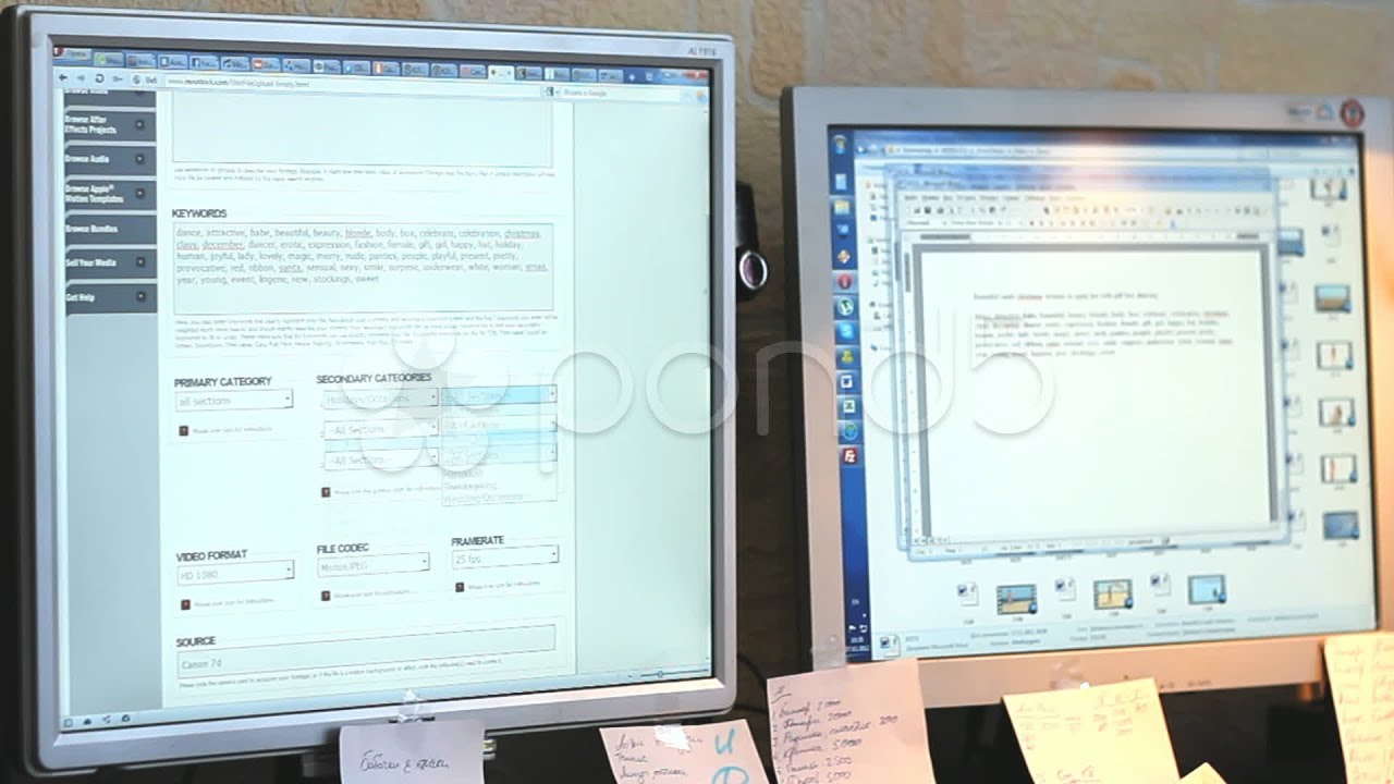 Timelapse Of Two Computer Monitor Working In The Web. Stock Footage ...