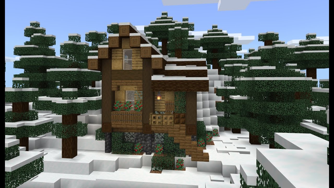 Minecraft Snowy Cabin Tutorial! Christmas build - YouTube