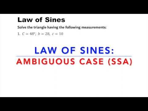 Law of Sines: Ambiguous Case (SSA) - YouTube