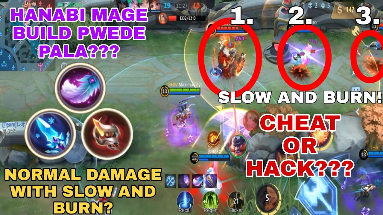 HANABI MAGE BUILD CHEAT? NORMAL DAMAGE WITH SLOW AND BURN? HANABI BEST ...