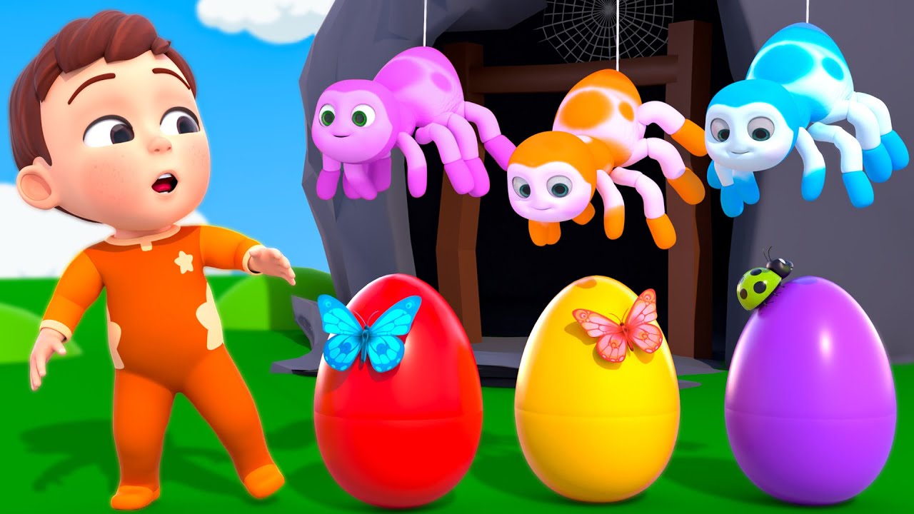 Five Little Monkeys Magic egg and colorful spiders | Learn Colors ...