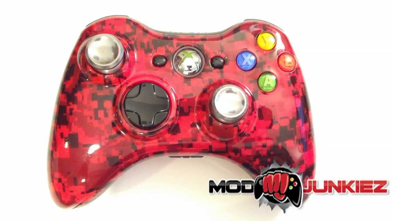 Hydro Dipped Red Digital Camo Xbox 360 Custom Controller - YouTube