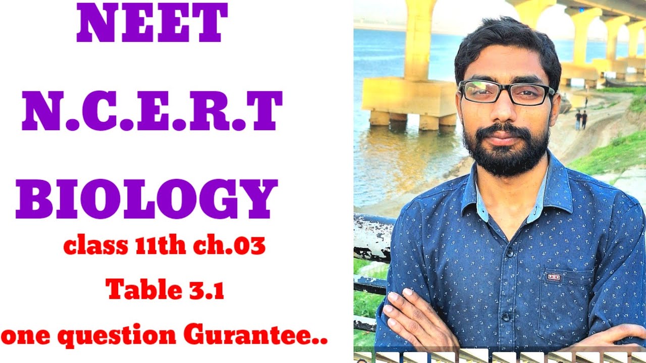 NEET N.C.E.R.T BIOLOGY ! CLASS11TH TABLE 3.1 MOST IMPORTANT TABLE ...