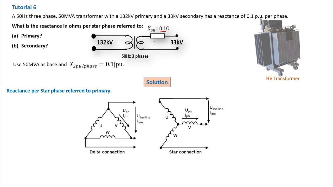 how to find per unit reactance per phase [star connected transformer] - Tutorial 6 - YouTube