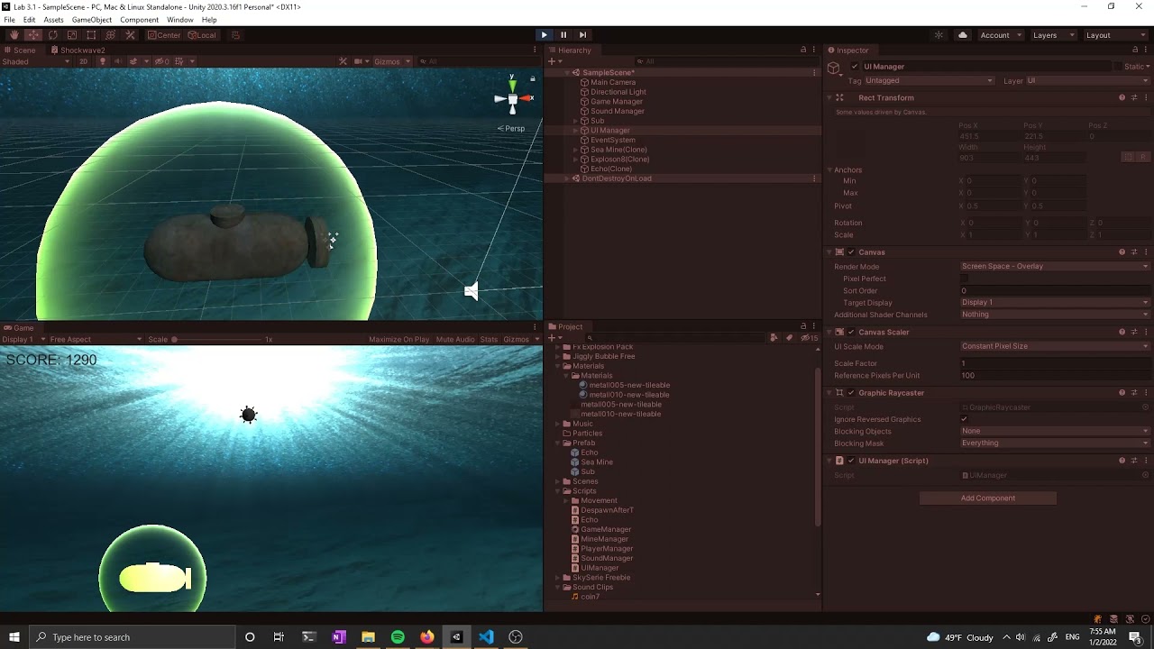 Learning Unity: Lab Sonar Pulse - YouTube