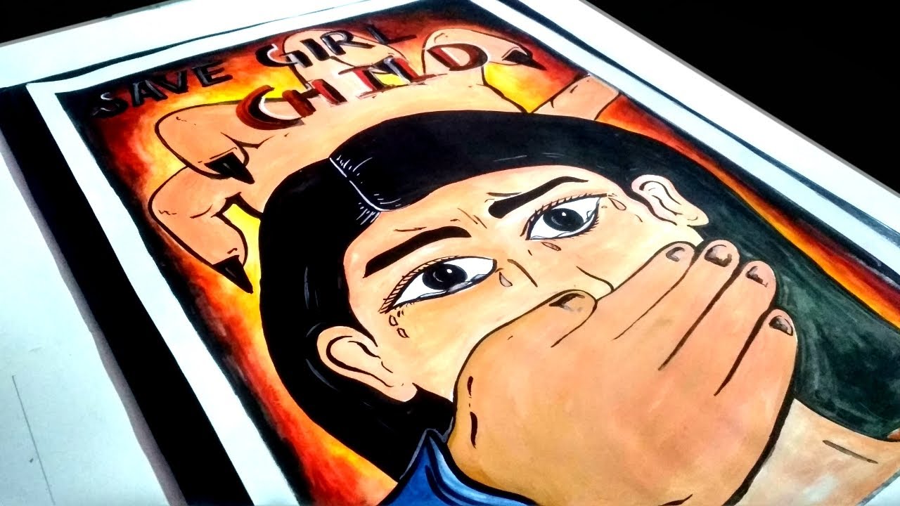Save Girl Child Poster Drawing - YouTube
