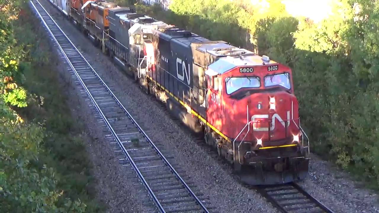 Goderich and Exeter Train 432 with 4 Locomotives and CN 5800 Leading ...