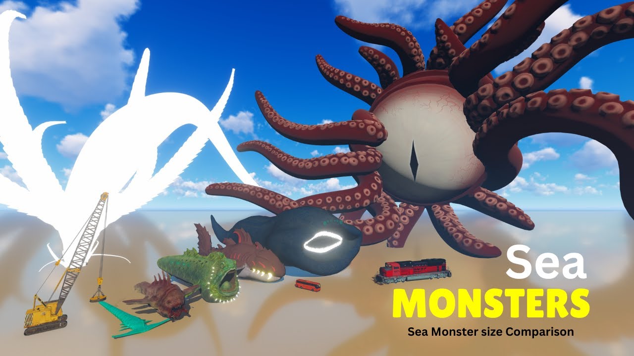 "Ultimate Sea Monster Size Comparison || Bloop, Kraken, and More in 3D ...