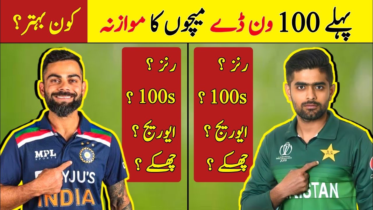 First 100 ODIS Comparison of Virat kohli and Babar Azam - YouTube