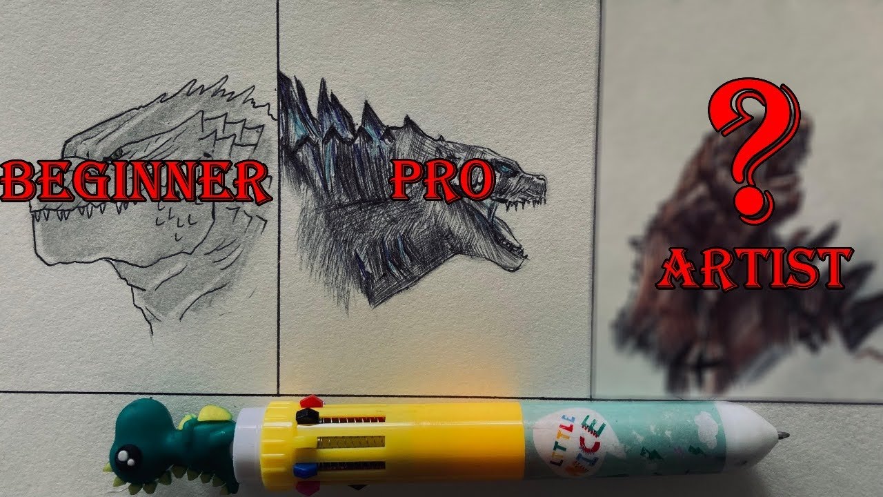How to draw Godzilla in different ways | godzilla drawing tutorial with ...