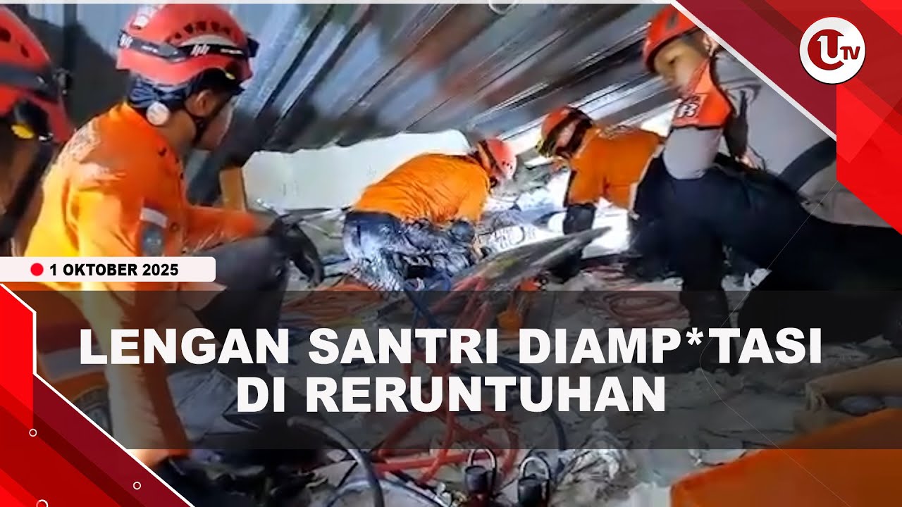 LENGAN SANTRI DIAMP*TASI SAAT DIEVAKUASI DI RERUNTUHAN MUSALA | U-NEWS ...