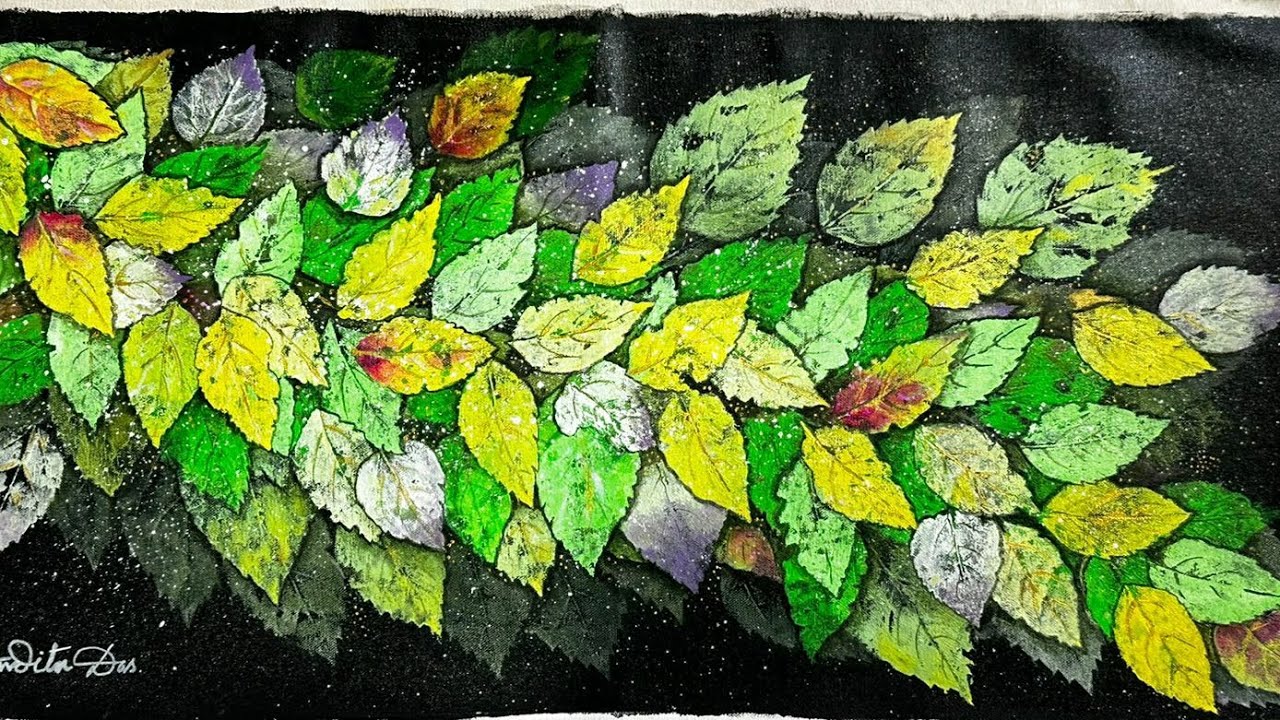 Leaf impression painting step by step ll Easy acrylic painting II - YouTube