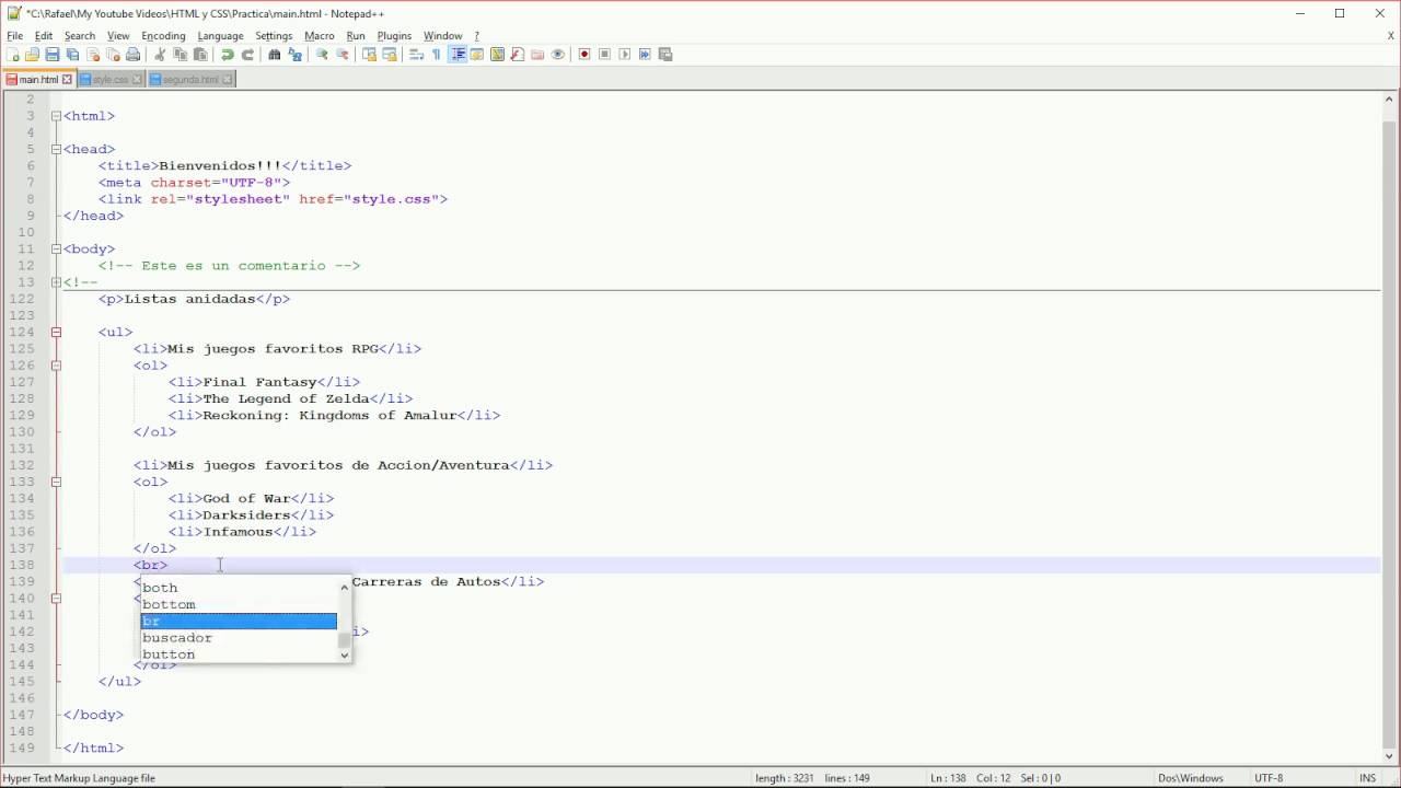 023 HTML y CSS Etiqueta br para cortes de linea - YouTube
