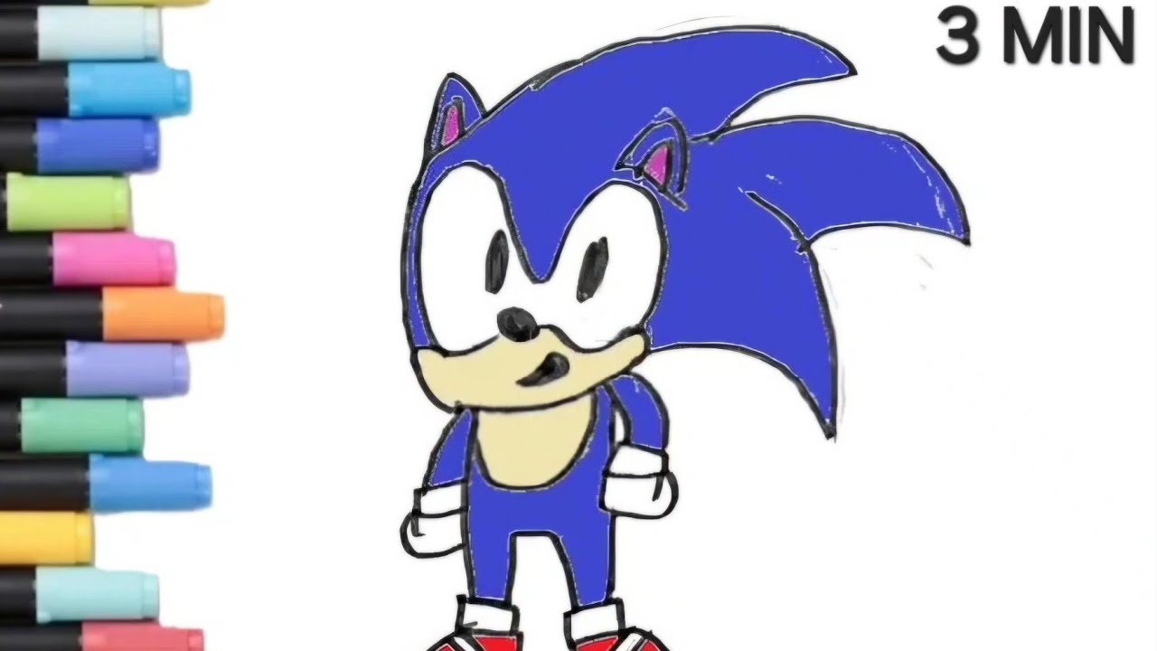 How to Draw SONIC easy with simple shapes Step by Step Drawing Tutorial ...