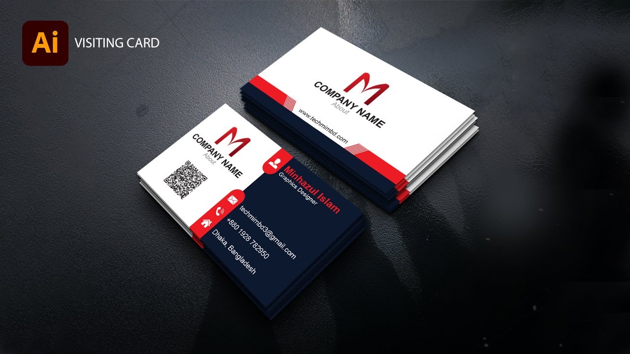 How to Design Digital Visiting Card in Illustrator cc | Company ...