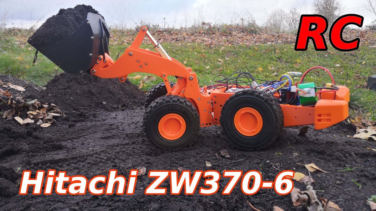 3D printed RC wheel loader HITACHI ZW370-6 (1/14) - YouTube