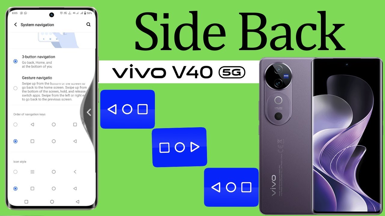 how to enable side back button in vivo v40 5g/vivo v40 me side back ...