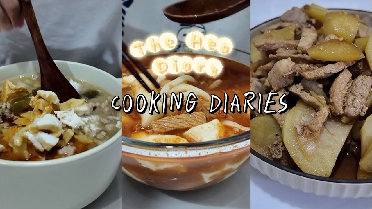 ordinary meal | porridge + tomato pork stew + stir fry potato and pork ...