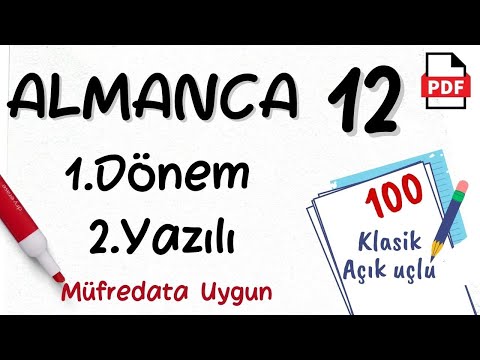 Almanca 12. Sınıf 1. Dönem 2. Yazılı Soruları Almanca yazılıya hazırlık +PDF