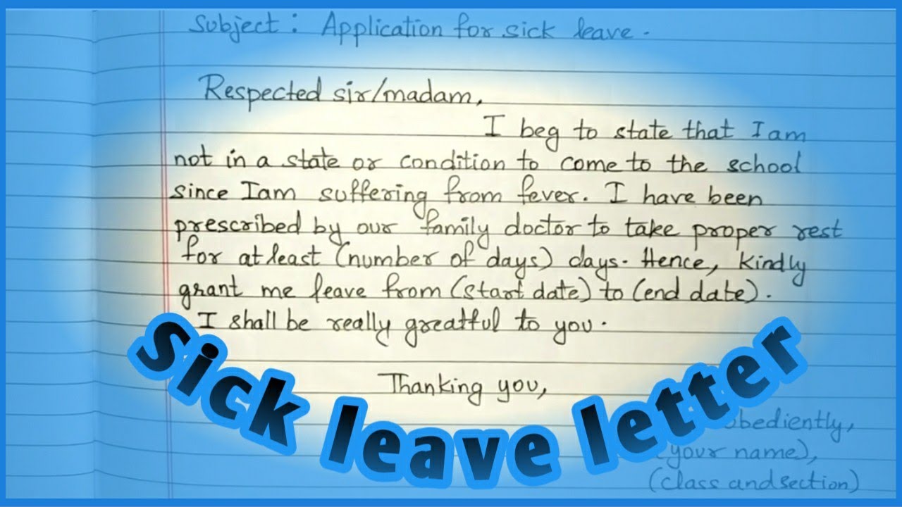 SICK LEAVE LETTER. CURSIVE HANDWRITING🌿🌿🌿🌿🌿 - YouTube