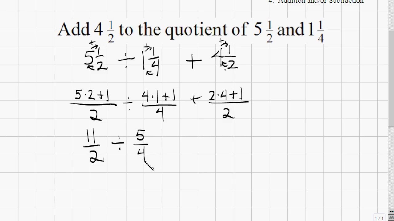 Elementary Algebra - Using Order of Operations With Fractions - YouTube