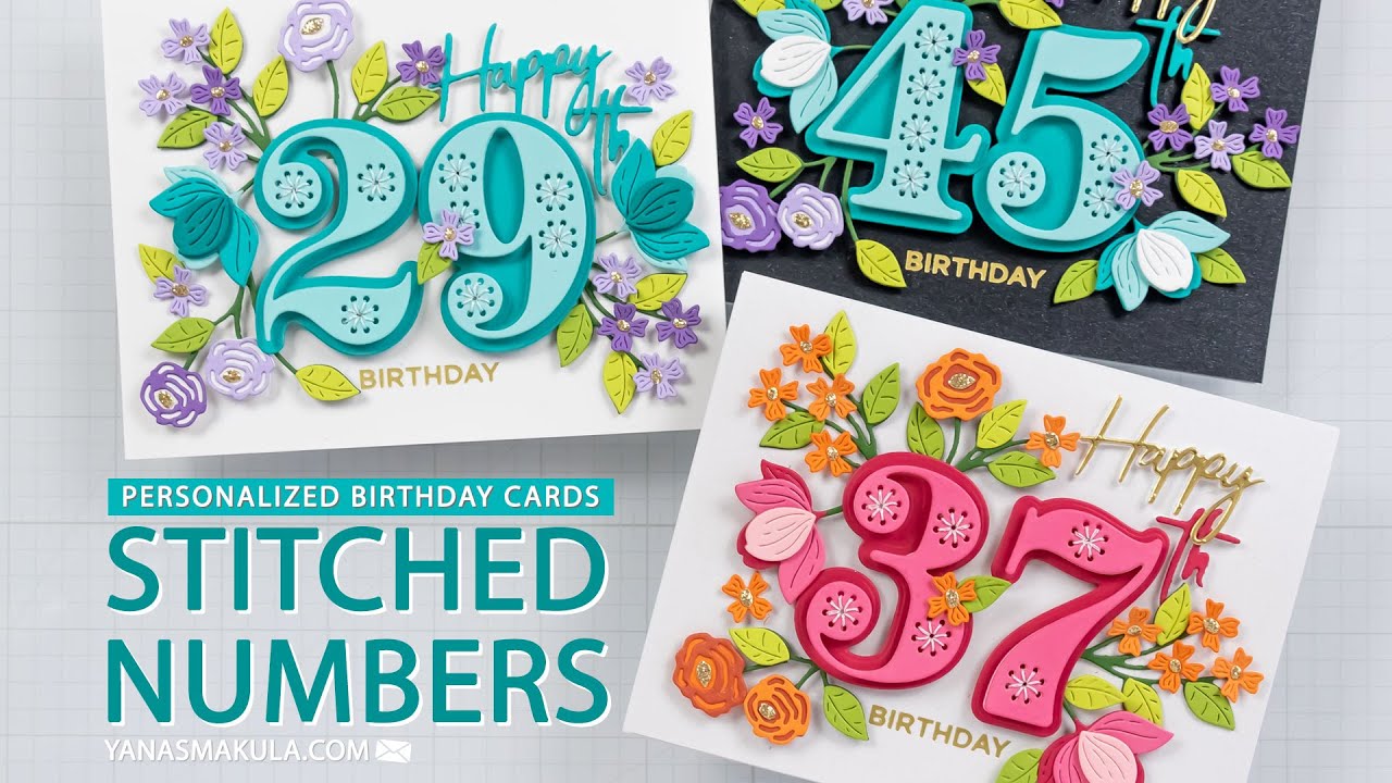 Personalized Stitched Numbers Birthday Cards - YouTube