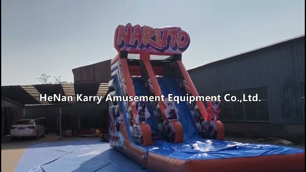 Naruto inflatable slide inflatable water pool wet slide - YouTube