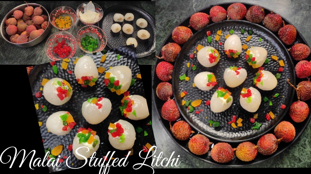 How to make Lychees Stuffed With Cream| Litchi Delight| Malai Stuffed ...