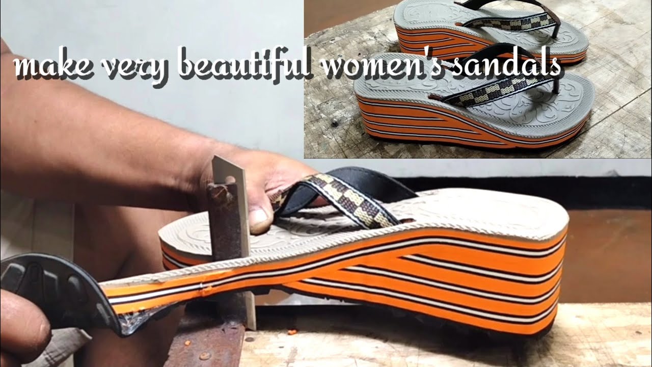Making beautiful women's sandals manually - YouTube