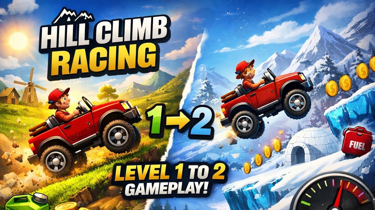 Hill Climb Racing Level 1 to 2 Gameplay 😱 | First Ride Full Cinematic ...