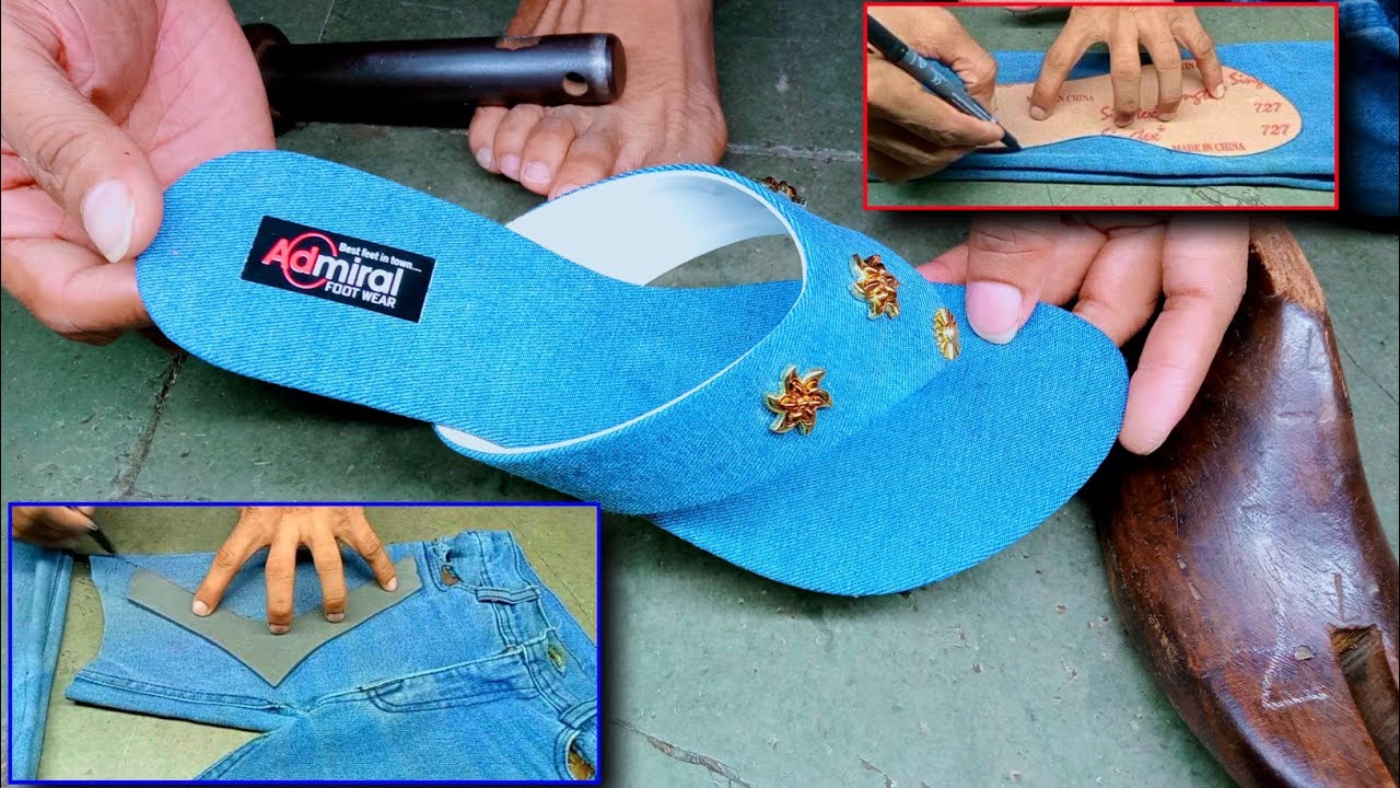 Make slippers for old jeans 👉👖How to make | slipper making | homemade ...