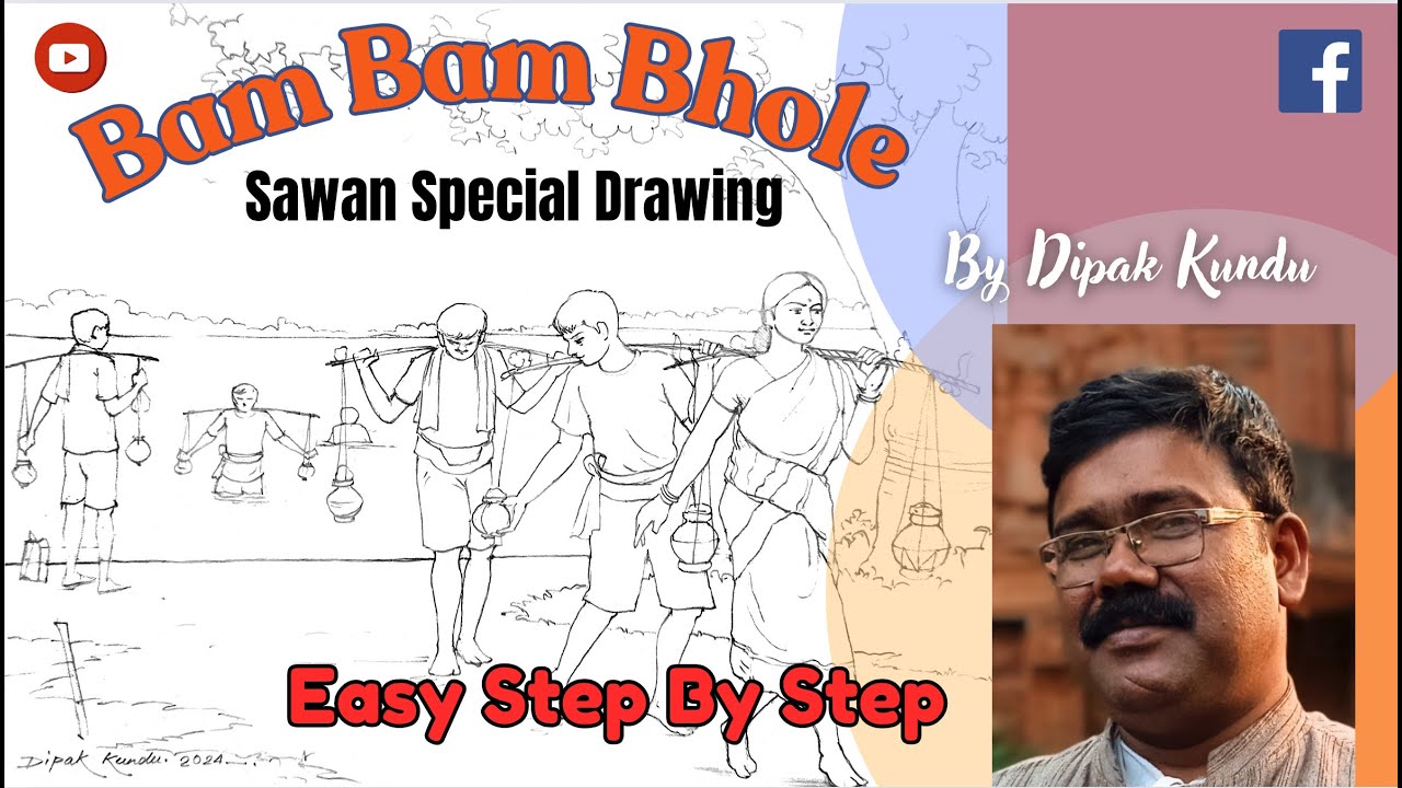 | Bam Bam Bhole Sawan Special Drawing | Festival Of India Drawing ...