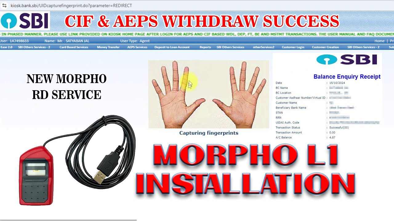 Sbi Kiosk Bank Morpho L1 rd service software installation I 9668370628 - YouTube