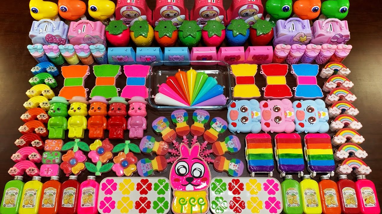 SLIME MIXING WITH CLAY PIPING BAG AND GLITTER AND CLAY ! Mixing Random ...