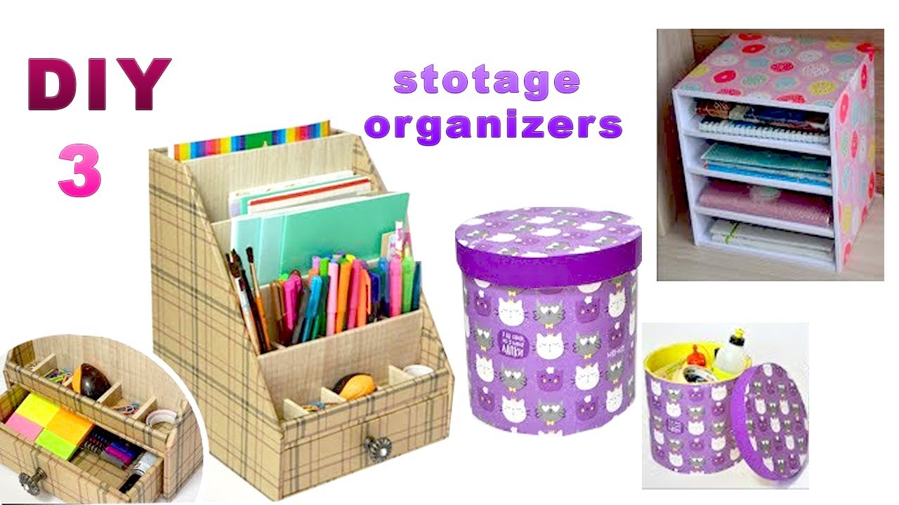 3 SIMPLE IDEAS DIY STORAGE ORGANIZERS from cardboard - YouTube