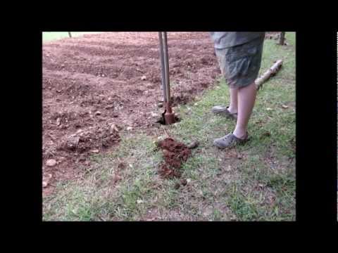 dig post holes, put up posts, and running the fence - YouTube