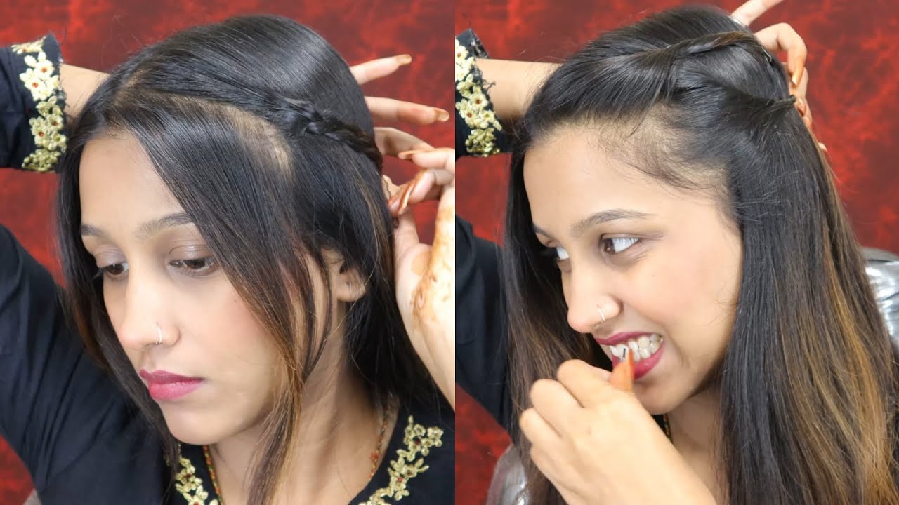 Most beautiful hairstyle for wedding season | Trendy open & bun ...