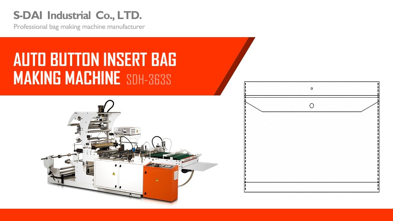 Auto Button Insert Bag Making machine | for Garment Clear Bag with Snap ...