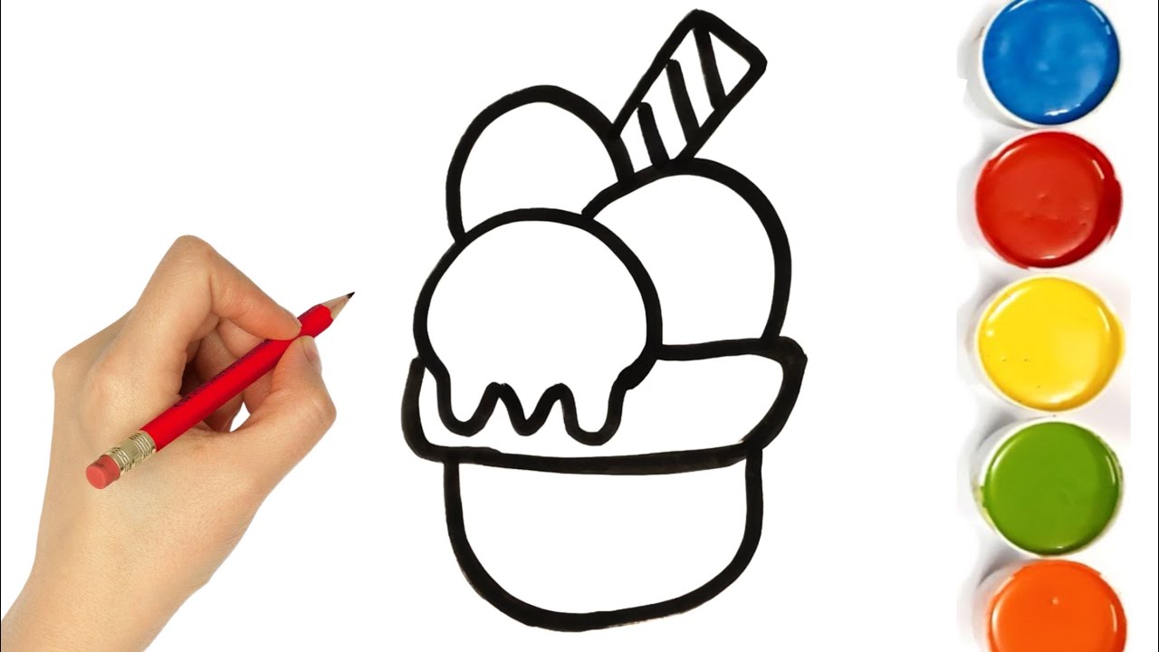 How to draw Yummy Ice Cream -Colouring for Kids & Toddlers |Draw, Paint ...