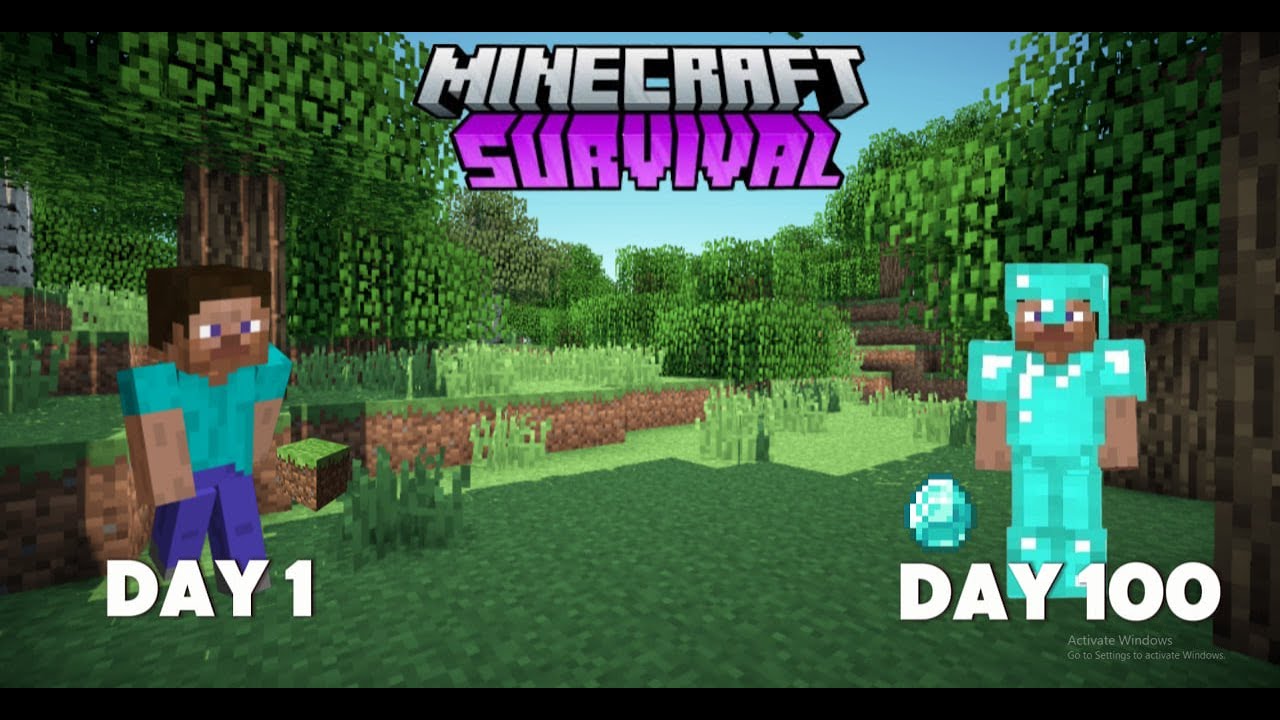 Minecraft Day 1 To 100 Building, Battling, and Surviving! (Part 01) - YouTube