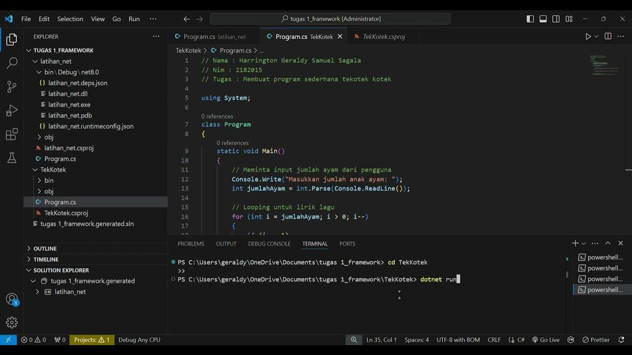 Tugas pemrograman framework - membuat program Sederhana lagu tekotek kotek anak ayam - YouTube