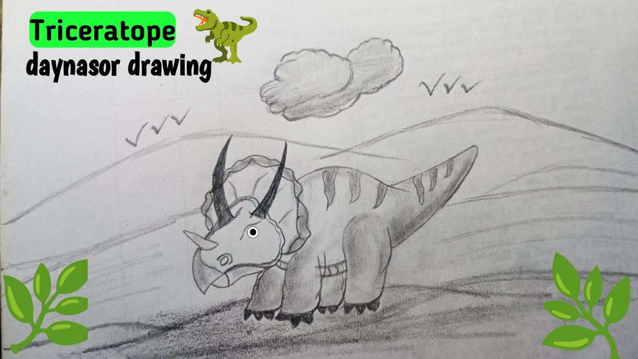 🌿🦖Easy Triceratope daynasor drawing for kids and beginners 🥰#daynasor# ...