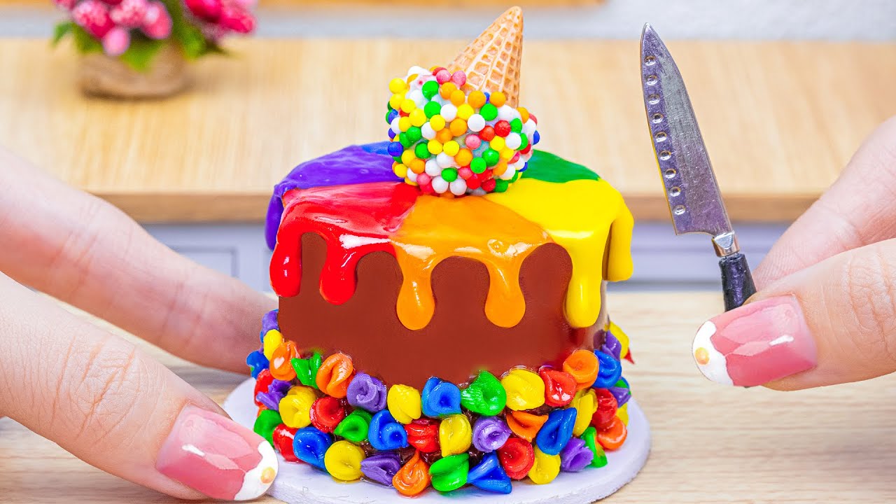 Beautiful Miniature Colorful Cake 🌈 Best Miniature Rainbow Cake ...